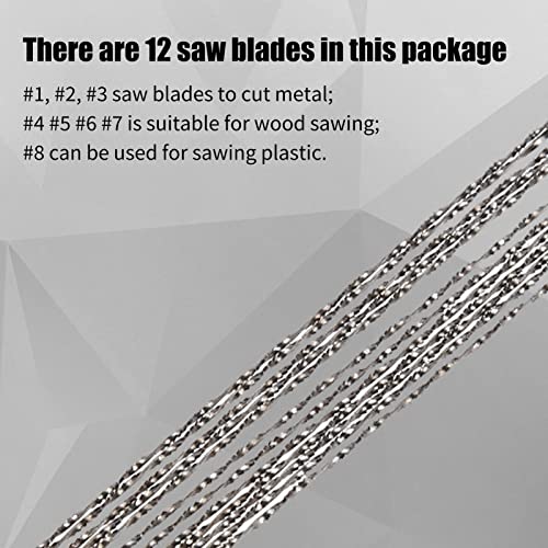 12 Pcs Scroll Saw Blades, with Spiral Teeth for Wood Metal Plastic Cutting Sawing Carve (#5)