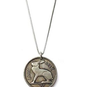 Worn History Authentic Vintage Tiny Rabbit Threepence Irish Coin Necklace (1939-1968) (16 inches)