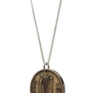 Worn History Authentic Vintage Tiny Rabbit Threepence Irish Coin Necklace (1939-1968) (16 inches)