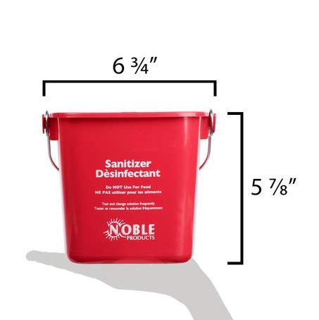 Noble Products Small Red Sanitizing Bucket - 3 Quart Cleaning Pail - Set of 3 Square Containers, Plastic