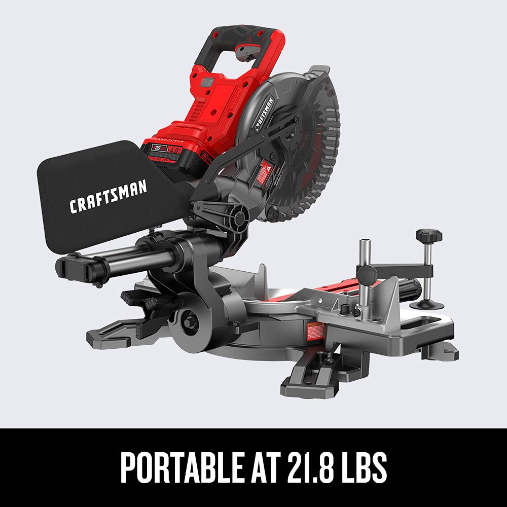 CRAFTSMAN V20 Miter Saw Kit, 7-1/4 inch, Cordless, Battery and Charger Included (CMCS714M1)