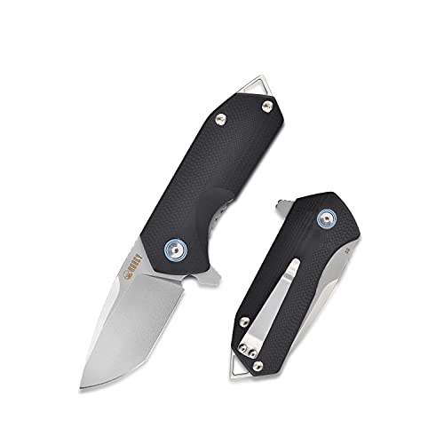 KUBEY Campe KU203 Folding Pocket Knife Compact Everyday Carry with 2.4" Tanto Balde and G10 Handle with Flipper Open for Camping Hunting and Outdoor (Black)