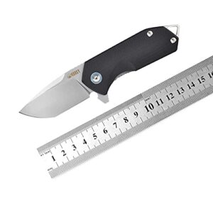 KUBEY Campe KU203 Folding Pocket Knife Compact Everyday Carry with 2.4" Tanto Balde and G10 Handle with Flipper Open for Camping Hunting and Outdoor (Black)