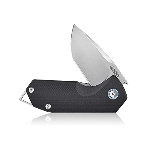 KUBEY Campe KU203 Folding Pocket Knife Compact Everyday Carry with 2.4" Tanto Balde and G10 Handle with Flipper Open for Camping Hunting and Outdoor (Black)