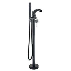 votamuta modern dual function floor mount tub filler freestanding bathtub faucet oil rubbed bronze waterfall high flow standing tub faucets with hand shower head mixer taps