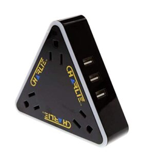 connect charlie 12- in-1 surge protector & usb charger (black)