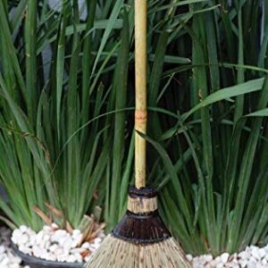 24" Short Elephant Eyelash Grass Natural Grass Broom Thai Broom Bamboo Stick Handle with Natural Holder in one Piece of Bamboo Housewarming Gift Cleaning Supplies Width of Sweeper Grass 7 - 8-inch