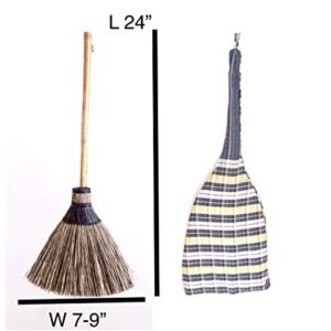 24" Short Elephant Eyelash Grass Natural Grass Broom Thai Broom Bamboo Stick Handle with Natural Holder in one Piece of Bamboo Housewarming Gift Cleaning Supplies Width of Sweeper Grass 7 - 8-inch