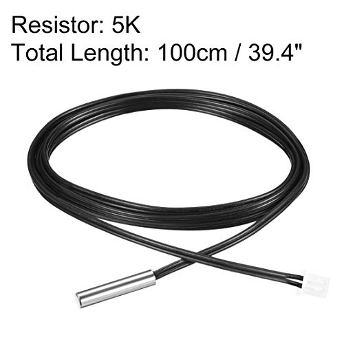 uxcell 5K NTC Thermistor Probe 39.4 Inch Stainless Steel Sensitive Temperature Temp Sensor for Air Conditioner