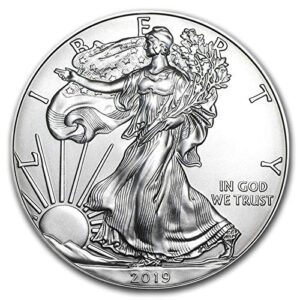 2019 - american silver eagle .999 fine silver with our certificate of authenticity dollar uncirculated us mint