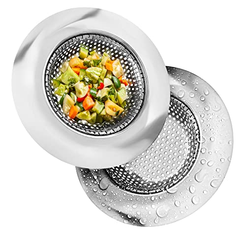 Kitchen Sink Strainer - Food Catcher for Most Sink Drains - Rust Free Stainless Steel - 2 Pack - 4.5 Inch Diameter