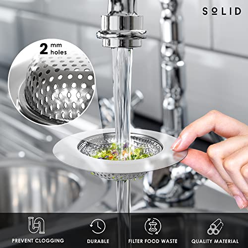 Kitchen Sink Strainer - Food Catcher for Most Sink Drains - Rust Free Stainless Steel - 2 Pack - 4.5 Inch Diameter