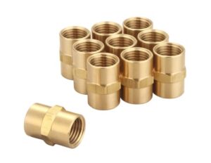 t tanya hardware pipe fitting and air hose fitings, hex nipple coupling set - 1/4-inch npt x 1/4-inch npt,solid brass, female pipe- 10 piece