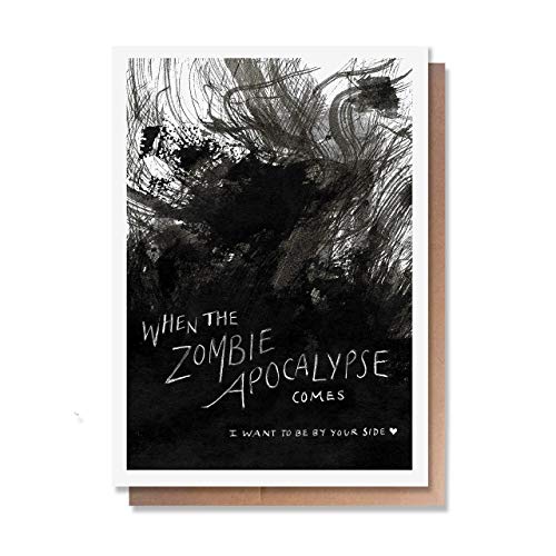 Wunderkid Funny Zombie Love Card, Valentine's Christmas or Halloween Zombie Apocalypse Card for boyfriend Husband Wife Him Her (1 Single Card, Blank Inside)