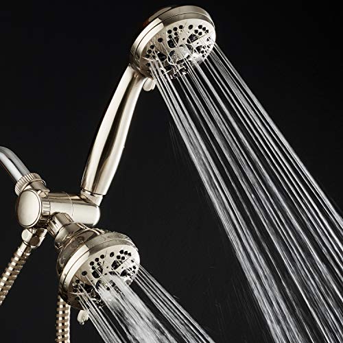 AquaDance Brushed Nickel High Pressure 3-way 48-setting Rain – Handheld Shower Head Combo – Angle Adjustable, Anti-Clog Jets, Tool-Free Installation - USA Standard Certified – Top U.S. Brand