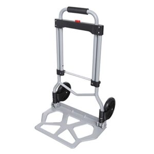 folding hand truck dolly, 100kg/220 lbs heavy duty 2-wheel aluminum cart compact and lightweight for luggage, moving and office use