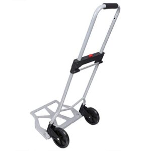 Folding Hand Truck Dolly, 100Kg/220 lbs Heavy Duty 2-Wheel Aluminum Cart Compact and Lightweight for Luggage, Moving and Office Use