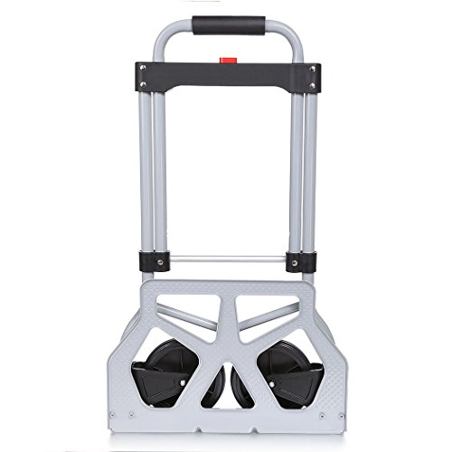 Folding Hand Truck Dolly, 100Kg/220 lbs Heavy Duty 2-Wheel Aluminum Cart Compact and Lightweight for Luggage, Moving and Office Use