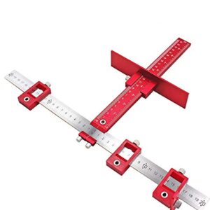 Cabinet Hardware Jig Tool/Template for Handles and Knobs on Doors and Drawer Fronts - Red Stainless Steel