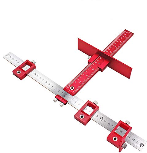 Cabinet Hardware Jig Tool/Template for Handles and Knobs on Doors and Drawer Fronts - Red Stainless Steel