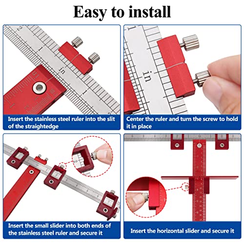 Cabinet Hardware Jig Tool/Template for Handles and Knobs on Doors and Drawer Fronts - Red Stainless Steel