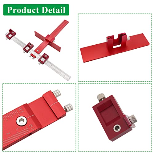 Cabinet Hardware Jig Tool/Template for Handles and Knobs on Doors and Drawer Fronts - Red Stainless Steel