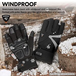 Vgo... 1-Pair -4℉ or above 3M Thinsulate C100 Lined High Dexterity Touchscreen Synthetic Leather Winter Warm Work Gloves, Waterproof Insert (Size L, Black, SL8777FW)