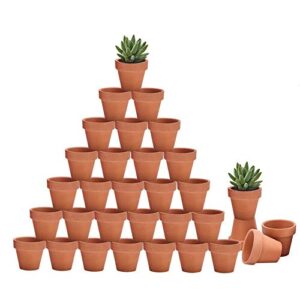 riseuvo 32pcs small mini clay pots - 2'' terracotta pot clay ceramic pottery planter, cactus flower terra cotta pots, succulent nursery pots, with drainage hole, for indoor/outdoor plants, crafts