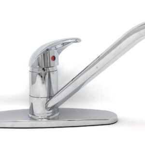 Chromed Surface One-Handle Tall Stainless Steel Spout Kitchen Faucet [12000] ADA 8-Inch Center Hole Plastic Body No Lead