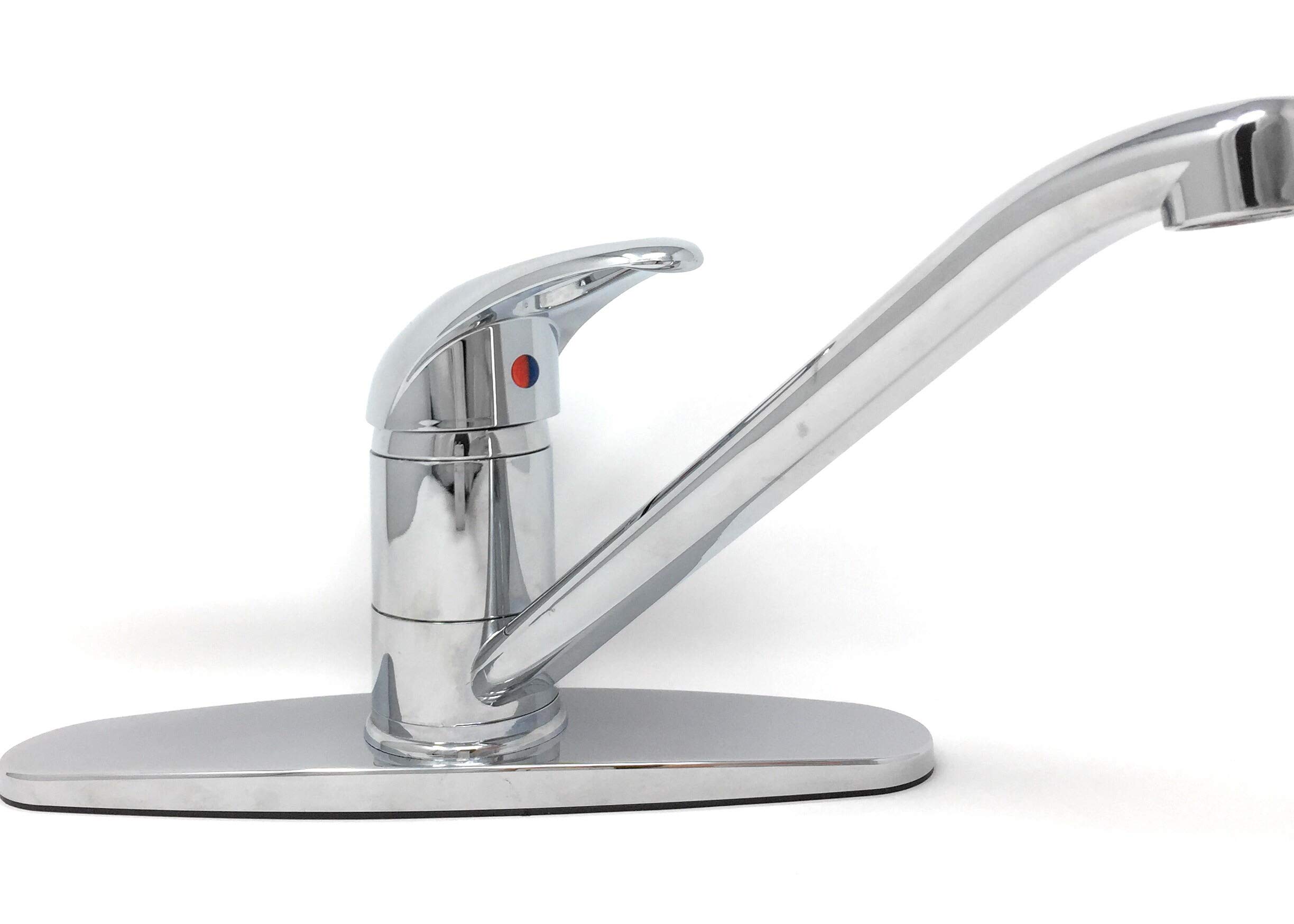 Chromed Surface One-Handle Tall Stainless Steel Spout Kitchen Faucet [12000] ADA 8-Inch Center Hole Plastic Body No Lead