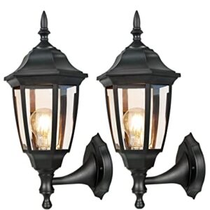 FUDESY Outdoor Wall Porch Lights, Exterior Waterproof Wall Sconce Light Fixture, Black Plastic Wall Lantern Wall Mount Lighting for Front Door, Garage, Patio, FDS341B2 (Bulb Included)