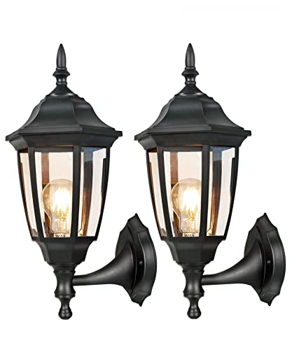 FUDESY Outdoor Wall Porch Lights, Exterior Waterproof Wall Sconce Light Fixture, Black Plastic Wall Lantern Wall Mount Lighting for Front Door, Garage, Patio, FDS341B2 (Bulb Included)