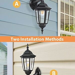 FUDESY Outdoor Wall Porch Lights, Exterior Waterproof Wall Sconce Light Fixture, Black Plastic Wall Lantern Wall Mount Lighting for Front Door, Garage, Patio, FDS341B2 (Bulb Included)