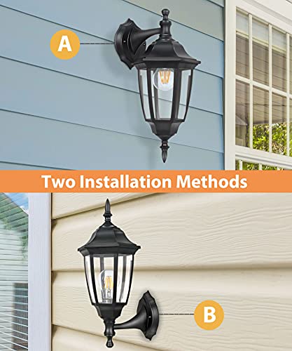 FUDESY Outdoor Wall Porch Lights, Exterior Waterproof Wall Sconce Light Fixture, Black Plastic Wall Lantern Wall Mount Lighting for Front Door, Garage, Patio, FDS341B2 (Bulb Included)