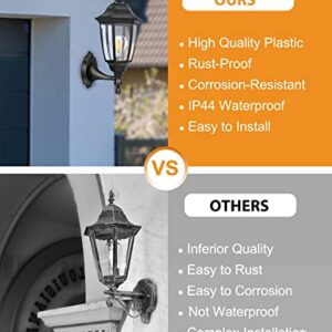 FUDESY Outdoor Wall Porch Lights, Exterior Waterproof Wall Sconce Light Fixture, Black Plastic Wall Lantern Wall Mount Lighting for Front Door, Garage, Patio, FDS341B2 (Bulb Included)