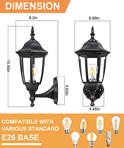 FUDESY Outdoor Wall Porch Lights, Exterior Waterproof Wall Sconce Light Fixture, Black Plastic Wall Lantern Wall Mount Lighting for Front Door, Garage, Patio, FDS341B2 (Bulb Included)