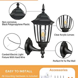 FUDESY Outdoor Wall Porch Lights, Exterior Waterproof Wall Sconce Light Fixture, Black Plastic Wall Lantern Wall Mount Lighting for Front Door, Garage, Patio, FDS341B2 (Bulb Included)