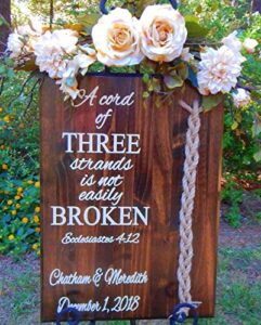 wood sign custom wedding gift personalized cord of three strands attached jute cords 17 w x 24 t