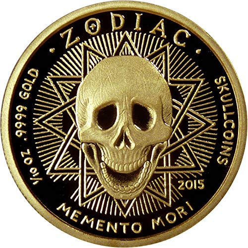 SkullCoins AQUARIUS 1/10 oz Gold Round 24k - 2015 Memento Mori Zodiac Series #1 - Low Mintage of Only 99 Pieces