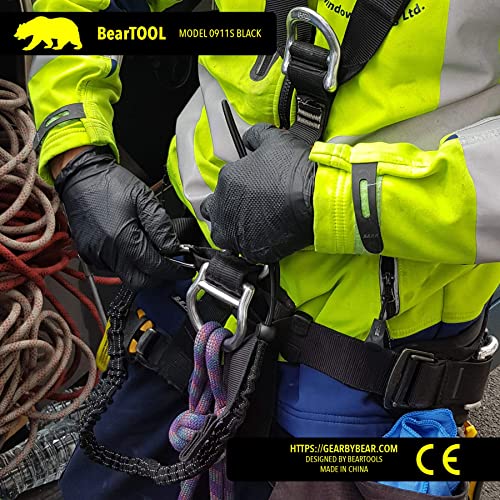 BearTOOLS Tool Lanyard with Standard Spring Carabiner and Adjustable Loop End, 90cm Length, Maximum Weight Limit 8KG / 17.6lb, Fall Restraint with Shock Cord Stopper, 3 Combo Pack (Black 0913S)