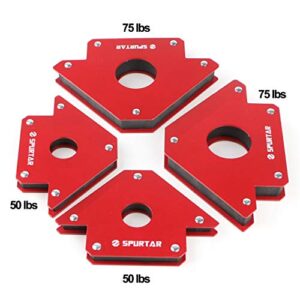 Spurtar Welding Magnets 75lbs & 50lbs 4pcs, Heavy Duty Welding Magnets and Clamps, Magnetic Welding Holder Strong Welding Accessories Tools, Arc Welding Holder 45, 90, 135 Degree Angle Magnet