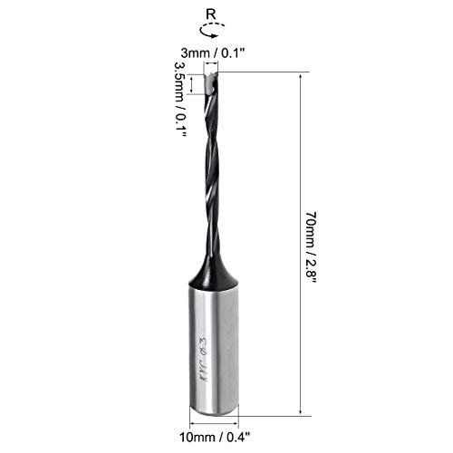 uxcell Brad Point Drill Bits for Wood 3mm x 70mm Forward Turning HSS for Woodworking Carpentry Drilling Tool