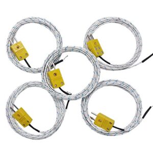 twtade 5pcs 3m k type mini-connector thermocouple temperature probe sensor measure range -50~350°c