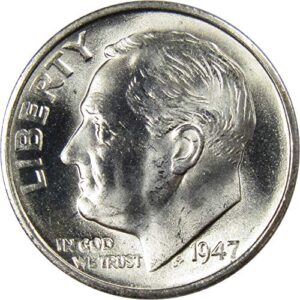 1947 s roosevelt dime bu uncirculated mint state 90% silver 10c us coin