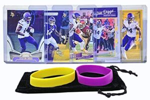 stefon diggs football cards (5) assorted bundle - minnesota vikings trading card gift set