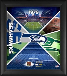 seattle seahawks framed 15" x 17" team impact collage with a piece of game-used football - limited edition of 500 - nfl game used football collages