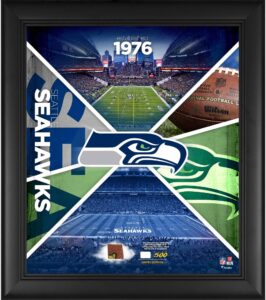 seattle seahawks framed 15" x 17" team impact collage with a piece of game-used football - limited edition of 500 - nfl game used football collages