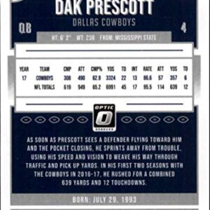 2018 Donruss Optic #27 Dak Prescott Dallas Cowboys NFL Football Trading Card