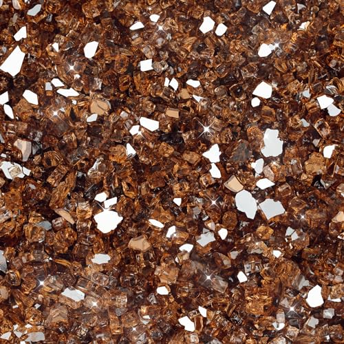 Skyflame High Luster 15-Pound Reflective Fire Glass for Fire Pit Fireplace Landscaping, 1/4-Inch Copper Reflective