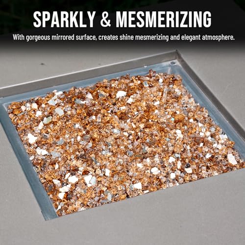 Skyflame High Luster 15-Pound Reflective Fire Glass for Fire Pit Fireplace Landscaping, 1/4-Inch Copper Reflective